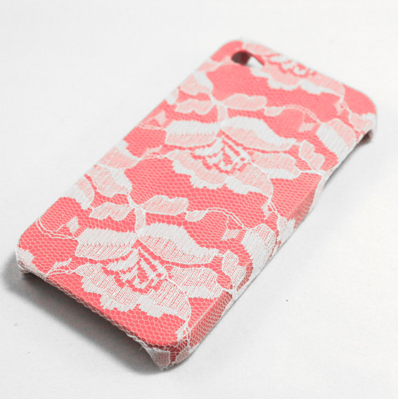 White Lace Over Pink Iphone 4 Case on Luulla
